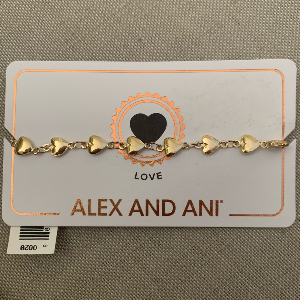 Alex And Ani Gold Heart Chain Elastic Bracelet - Gem